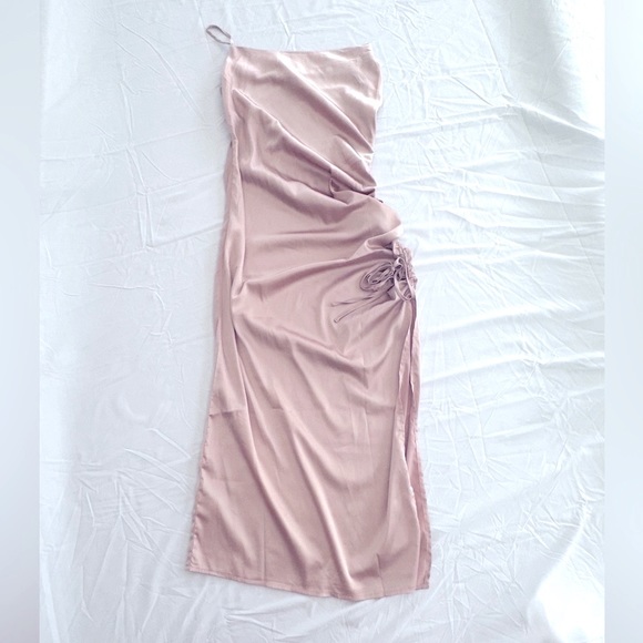 Dresses | Nwt One Shoulder Side Scrunch Satin Finish Dress | Poshmark